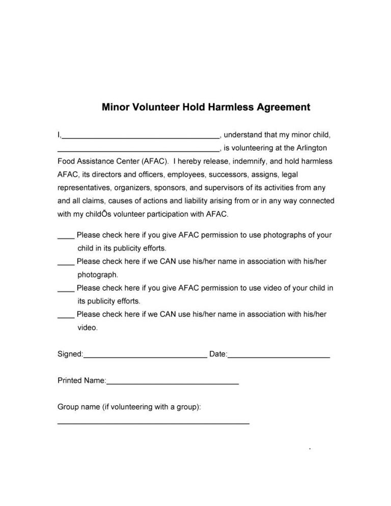 Construction Indemnity Agreement 40 Hold Harmless Agreement Templates ... Construction Indemnity Agreement 40 Hold Harmless Agreement Templates ...