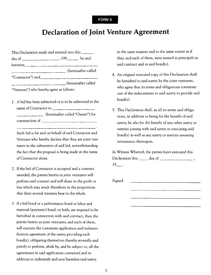 Construction Joint Venture Agreement Template Joint Ventures In ...