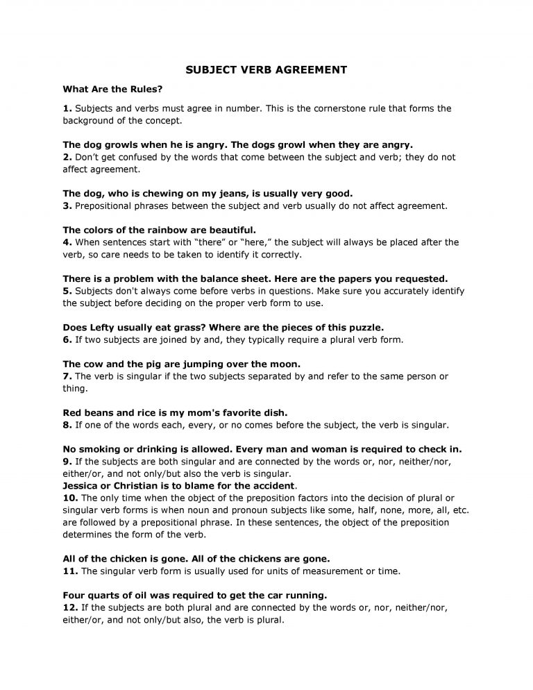 Define Subject Verb Agreement Subject Verb Agreement Notes - letterify.info