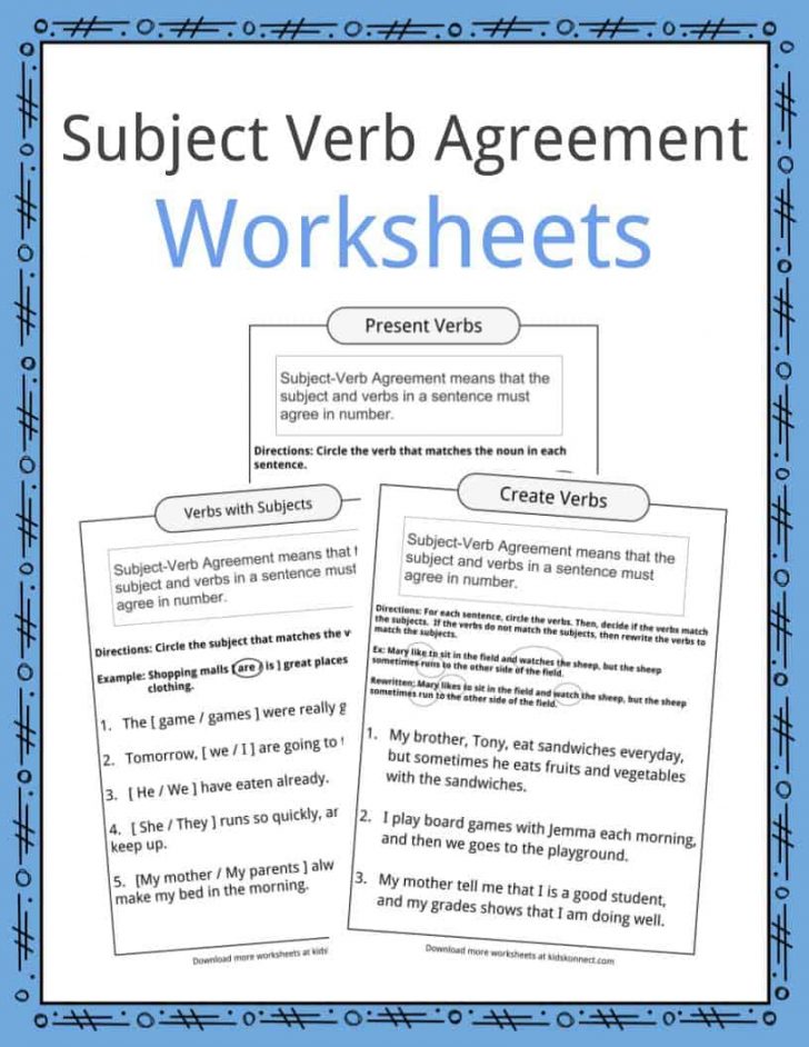 Define Subject Verb Agreement Subject Verb Agreement Worksheets ...