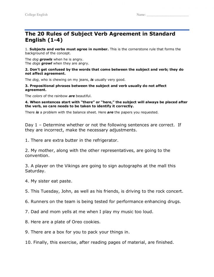 Definition Of Verb Agreement The 20 Rules Of Subject Verb Agreement In ...