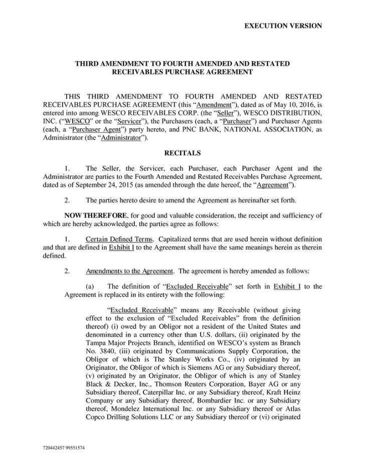 Executed Agreement Definition Ex103thirdamend4tharrpa - letterify.info