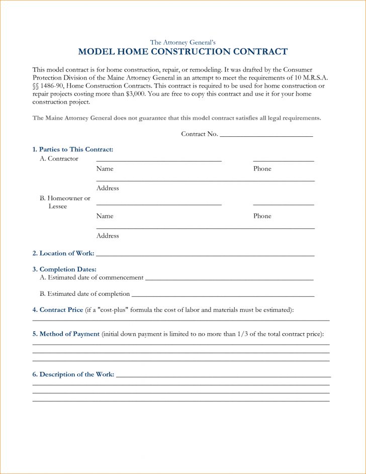 Free Construction Contract Agreement Template Free Printable ...