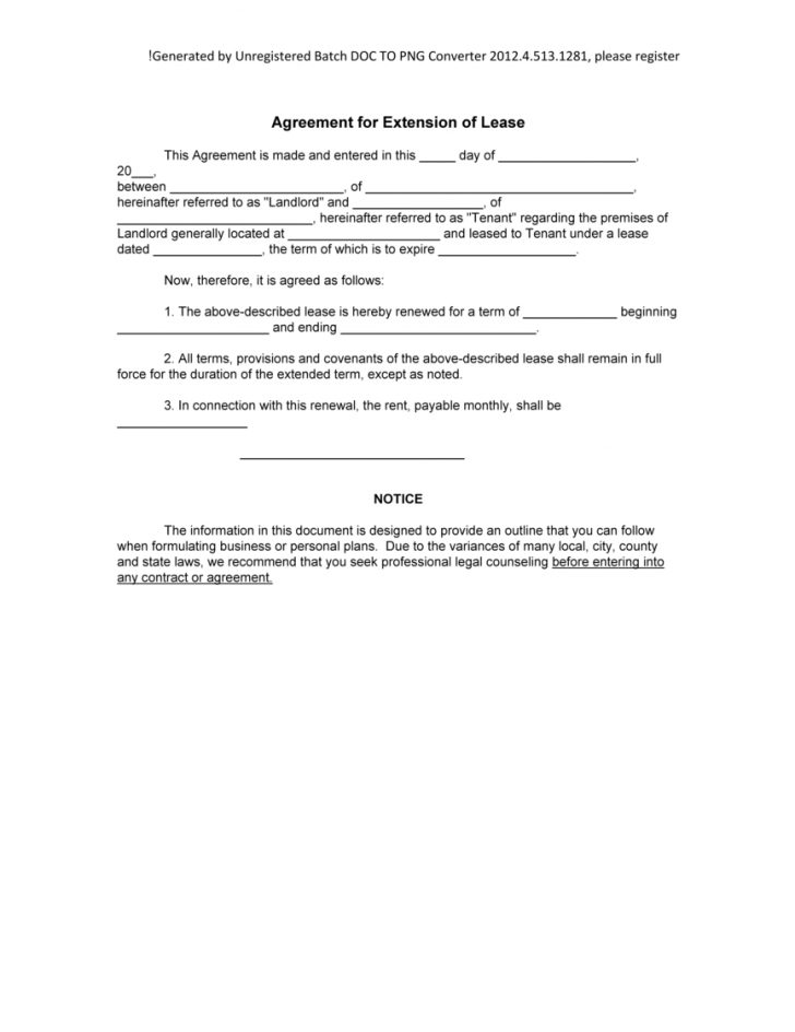 Legal Forms Lease Agreement Sample Lease Extension Form Blank Lease ...