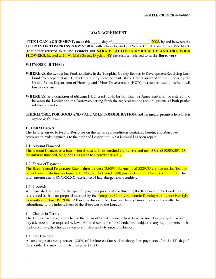 Loan Agreement Letter Template 5 Sample Personal Loan Agreement ...