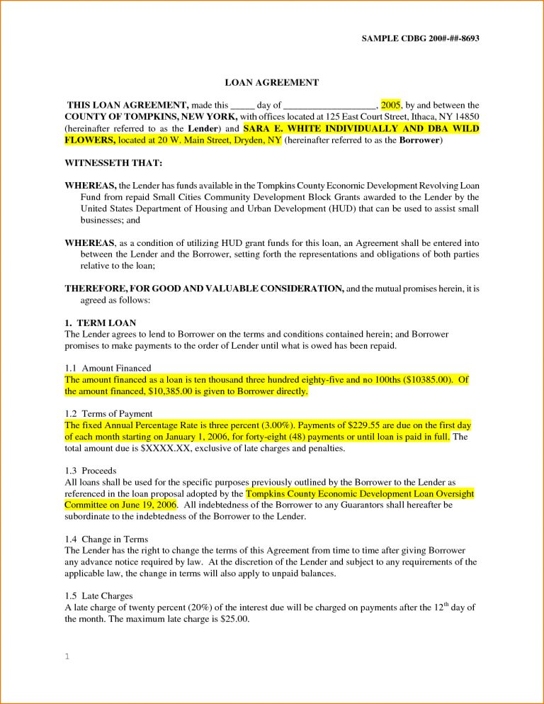 Loan Agreement Letter Template 5 Sample Personal Loan Agreement ...