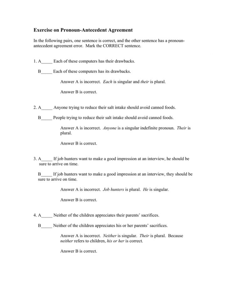 Pronoun Antecedent Agreement Exercises Exercise On Pronoun Antecedent pronoun-antecedent-agreement-exercises-exercise-on-pronoun-antecedent