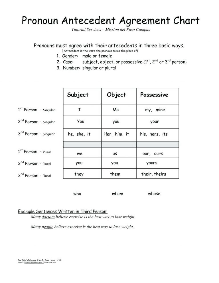 Pronoun Antecedent Agreement Worksheets Pronoun Antecedent Agreement ...