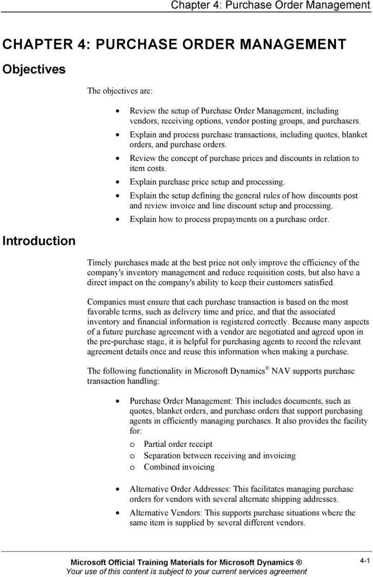 Purchase Order Agreement Chapter 4 Purchase Order Management Pdf ...