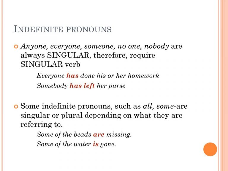 Subject Verb Agreement For Indefinite Pronouns Subject Verb Agreement ...