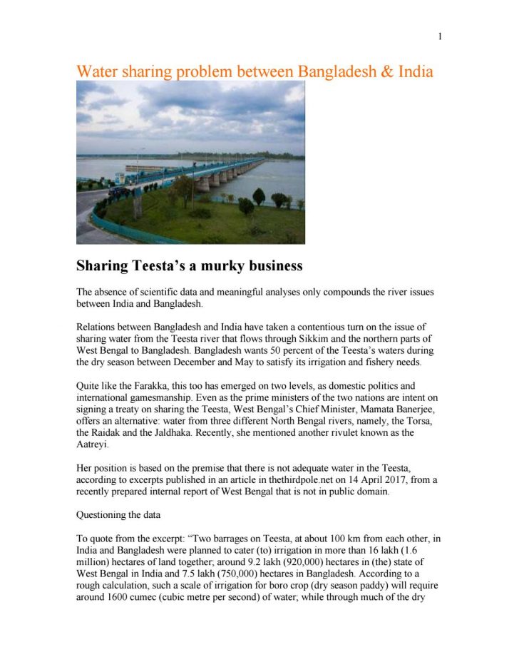 27+ Best Picture of Teesta River Water Sharing Agreement - letterify.info
