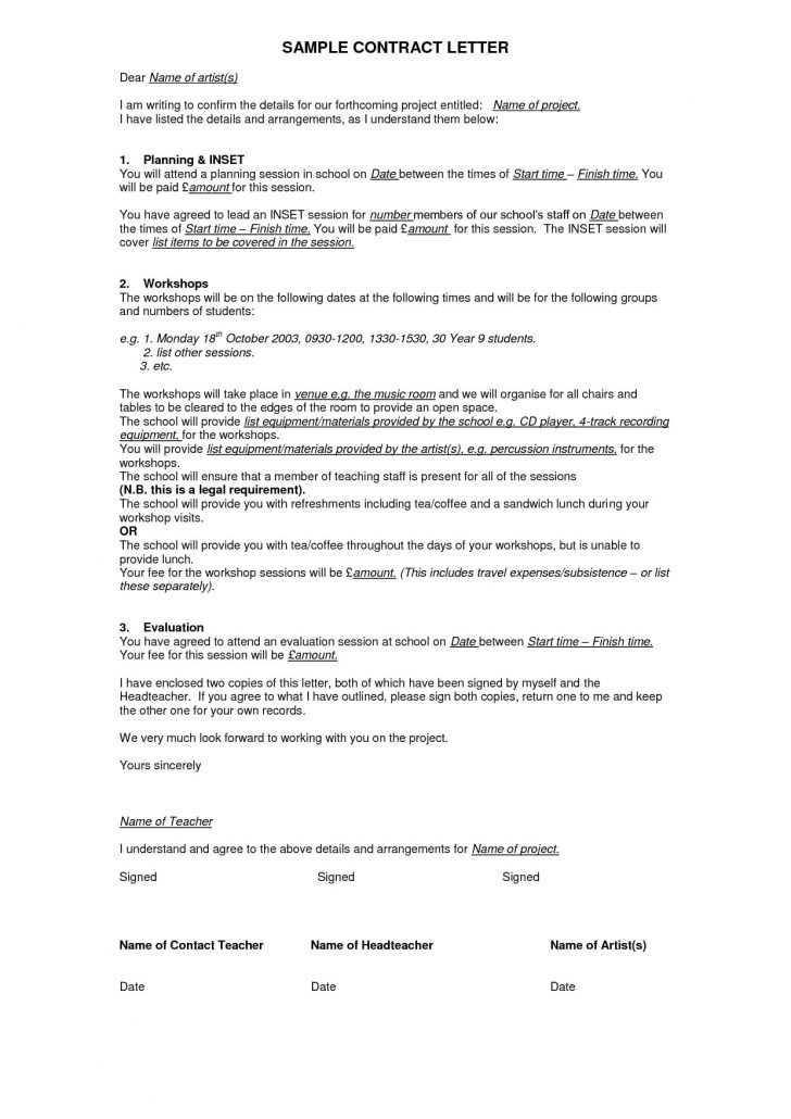 Writing Contract Agreement 9 Contract Agreement Letter Examples Pdf ...